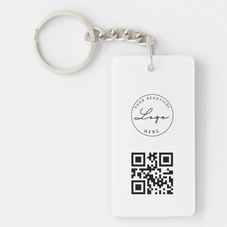 Professional QR Code Your Logo Custom Keychain | Zazzle