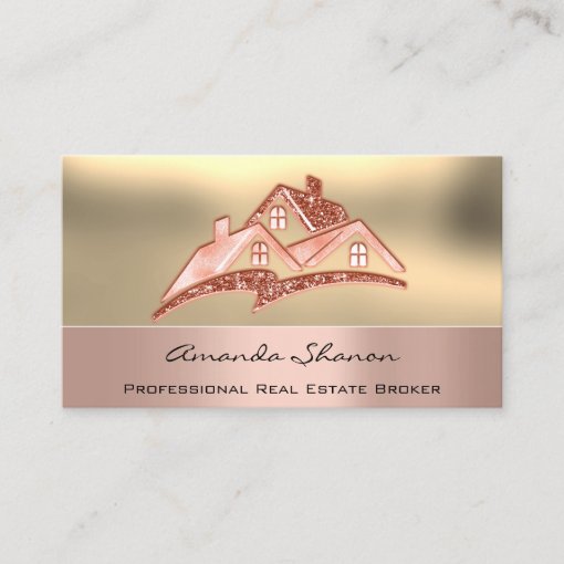 Professional Real Estate Agent Broker Rose Gold Business Card | Zazzle