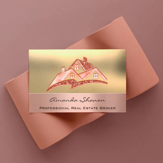 Professional Real Estate Agent Broker Rose Gold Business Card | Zazzle