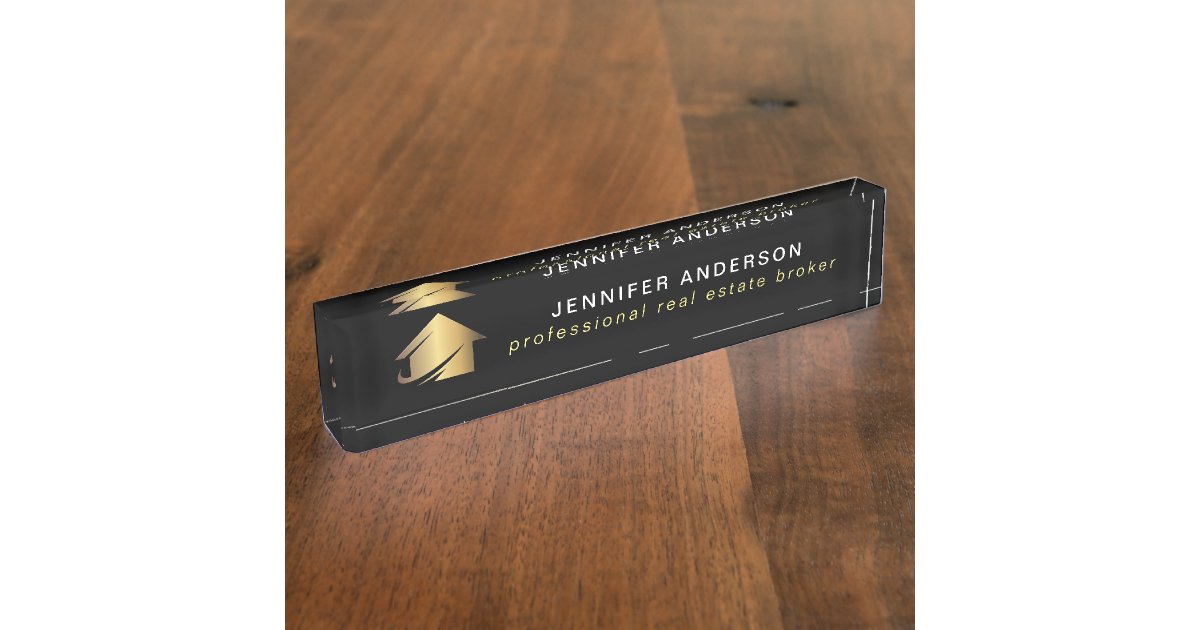 Professional Real Estate Broker Agent Desk Name Plate | Zazzle