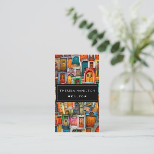 Professional Real Estate Modern Classic Doors Business Card | Zazzle