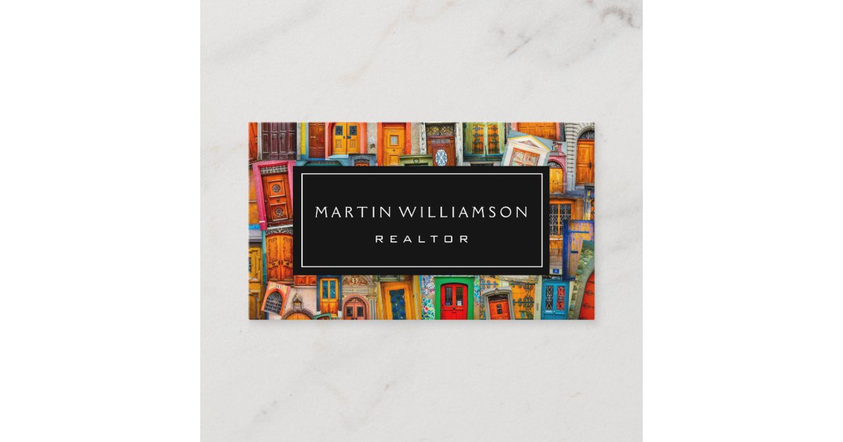 Professional Real Estate Modern Classic Doors Business Card | Zazzle