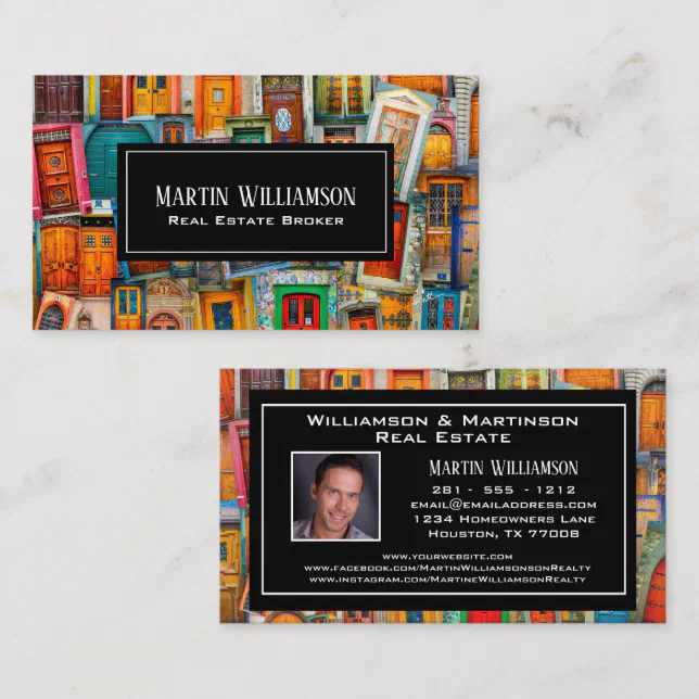 Professional Real Estate Modern Doors Photo Business Card | Zazzle