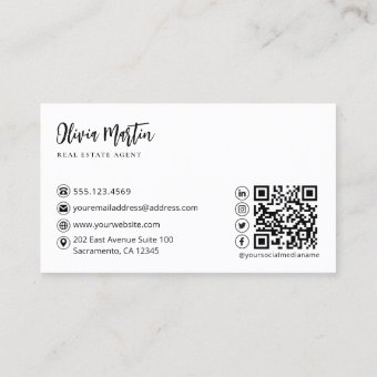 Professional Real Estate | Photo QR Code Business Card | Zazzle