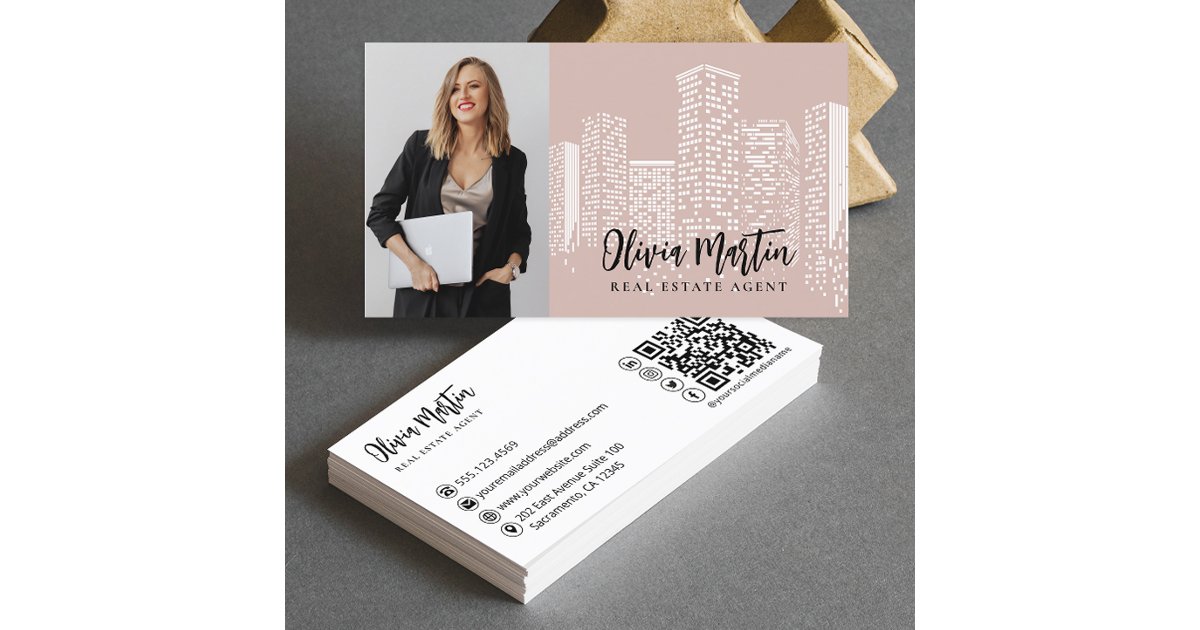Professional Real Estate | Photo QR Code Business Card | Zazzle