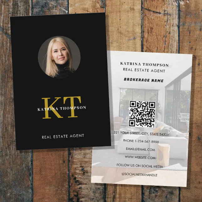Professional Real Estate Photo Realtor Black Gold Business Card | Zazzle