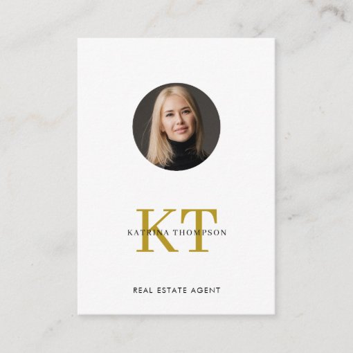 Professional Real Estate Photo Realtor White Gold Business Card | Zazzle