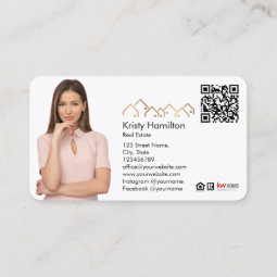 professional real estate realtor add photo QR code Business Card | Zazzle