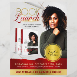 Professional Red & Gold Book Launch Flyer | Zazzle