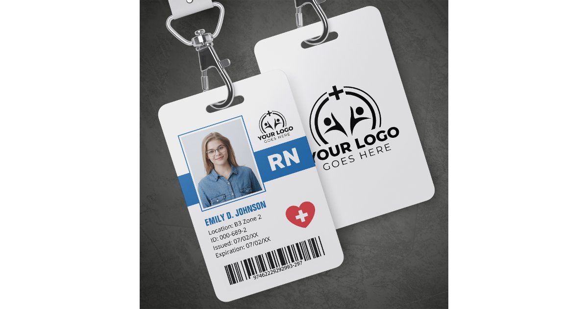 Professional Registered Nurse RN Photo & Barcode Badge | Zazzle