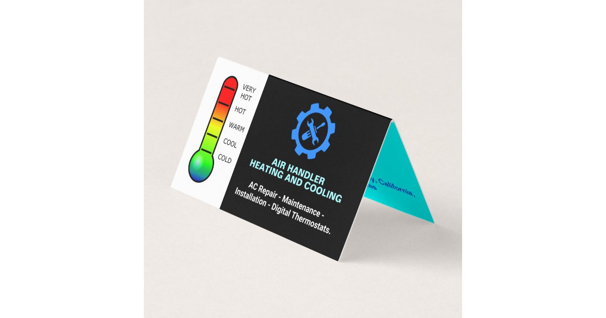 Professional Repair, Heating and Cooling HVAC Business Card | Zazzle