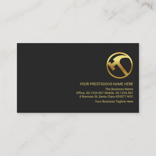 Professional Retro Gold Line Construction Handyman Business Card | Zazzle
