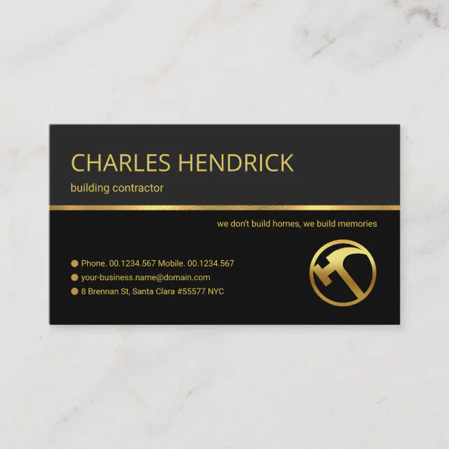 Professional Retro Gold Line Construction Handyman Business Card | Zazzle