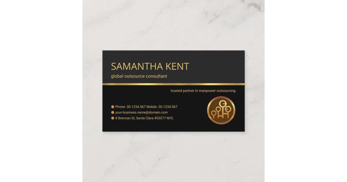 Professional Retro Gold Line Manpower Consultant Business Card | Zazzle