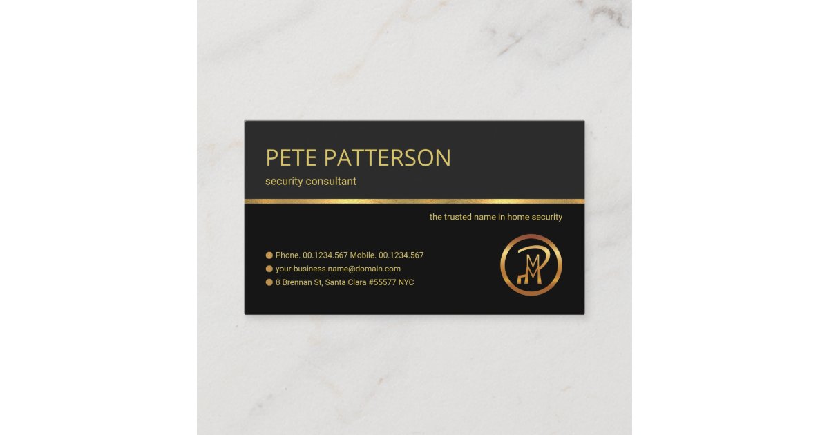 Professional Retro Gold Line Security Consultant Business Card | Zazzle