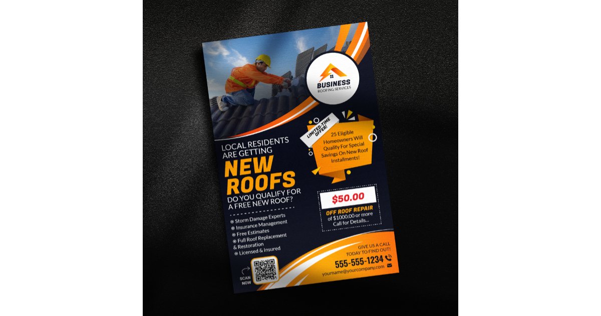 Professional Roofing Construction Gutter Shingles Flyer | Zazzle