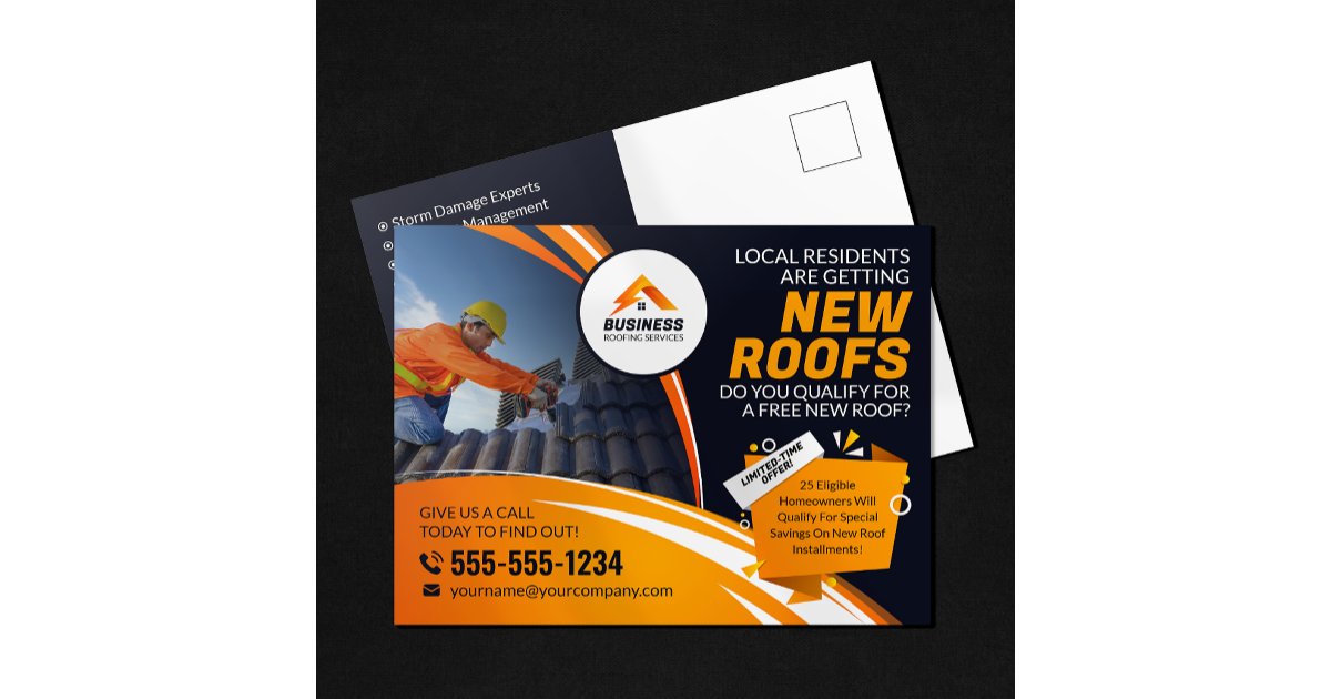 Professional Roofing Construction Gutter Shingles Postcard | Zazzle