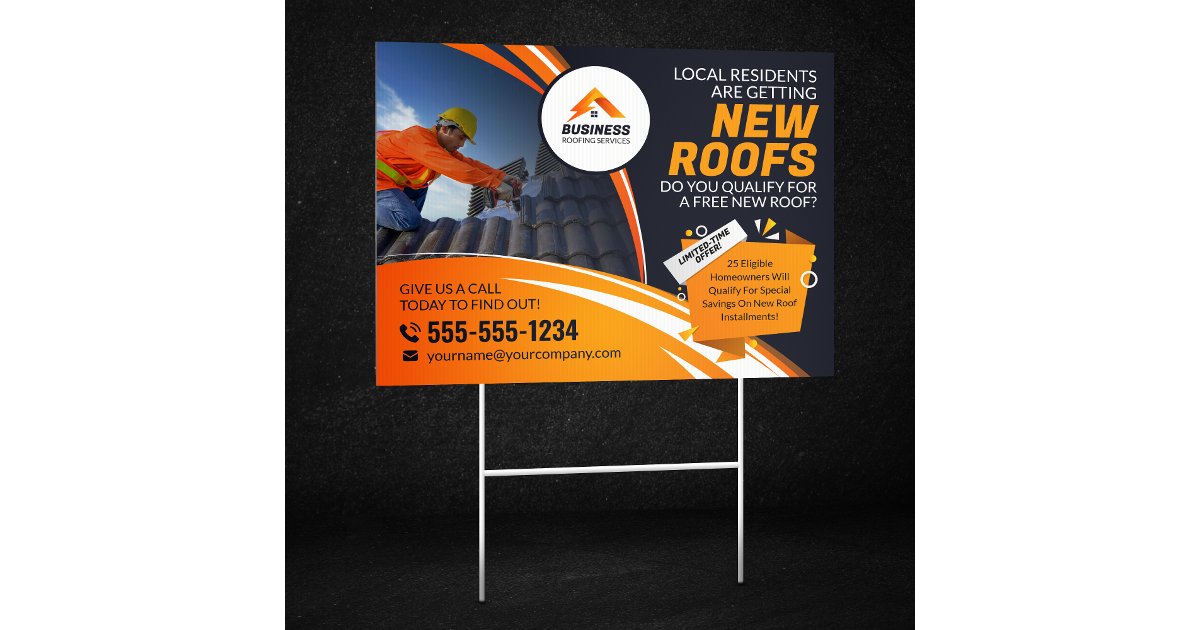 Professional Roofing Construction Gutter Shingles Sign | Zazzle