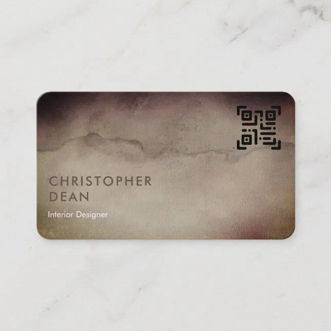 Professional Rustic Brown Abstract QR Code Business Card | Zazzle