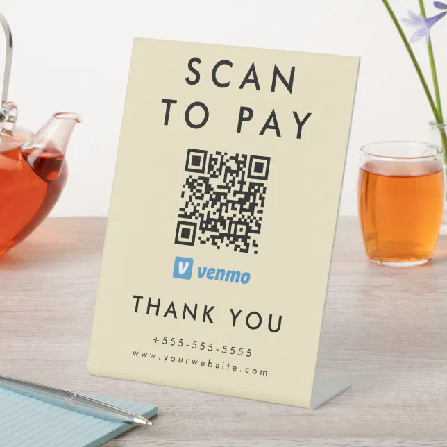 Professional Scan to Pay Venmo QR Code Groovy Pedestal Sign | Zazzle