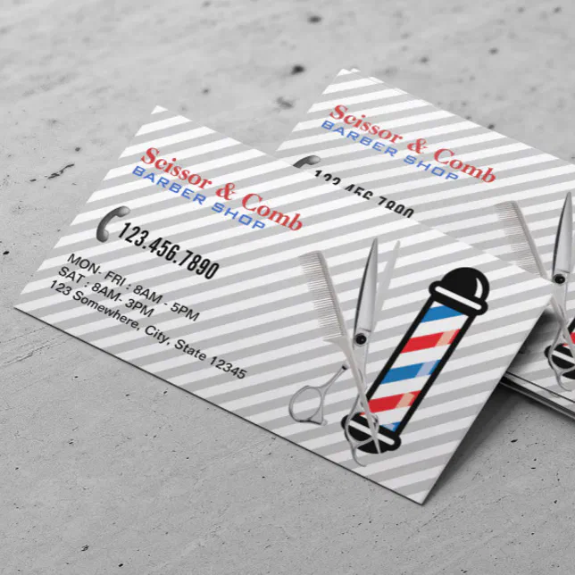 Professional Scissor & Comb Barber Shop Business Card | Zazzle
