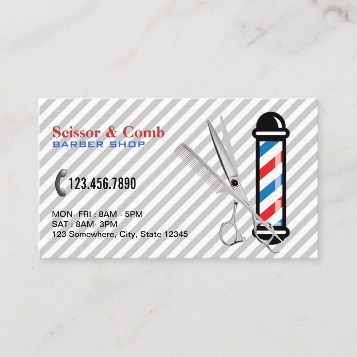 Professional Scissor & Comb Barber Shop Business Card | Zazzle