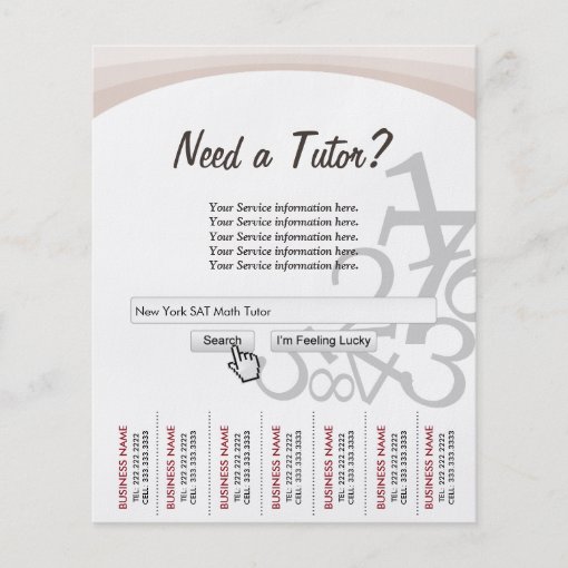 Professional Search Bar Math Tutor Flyers | Zazzle