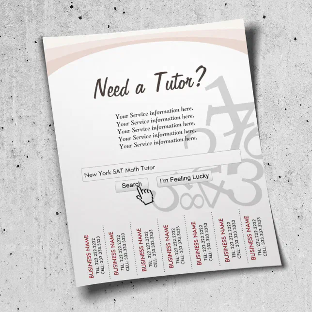 Professional Search Bar Math Tutor Flyers | Zazzle