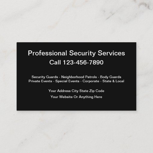 Professional Security Services Business Card | Zazzle