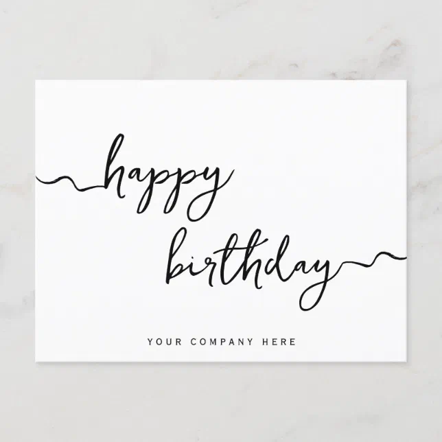 Professional Signature Script Birthday Business Postcard | Zazzle