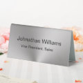 Professional Silver and Black Template Name Title Table Tent Sign | Zazzle