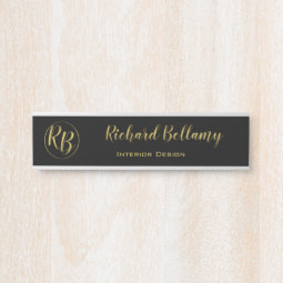 Professional Simple Black Gold - Name Plate | Zazzle