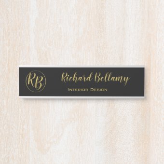 Professional Simple Black Gold - Name Plate | Zazzle