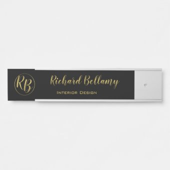 Professional Simple Black Gold - Name Plate | Zazzle