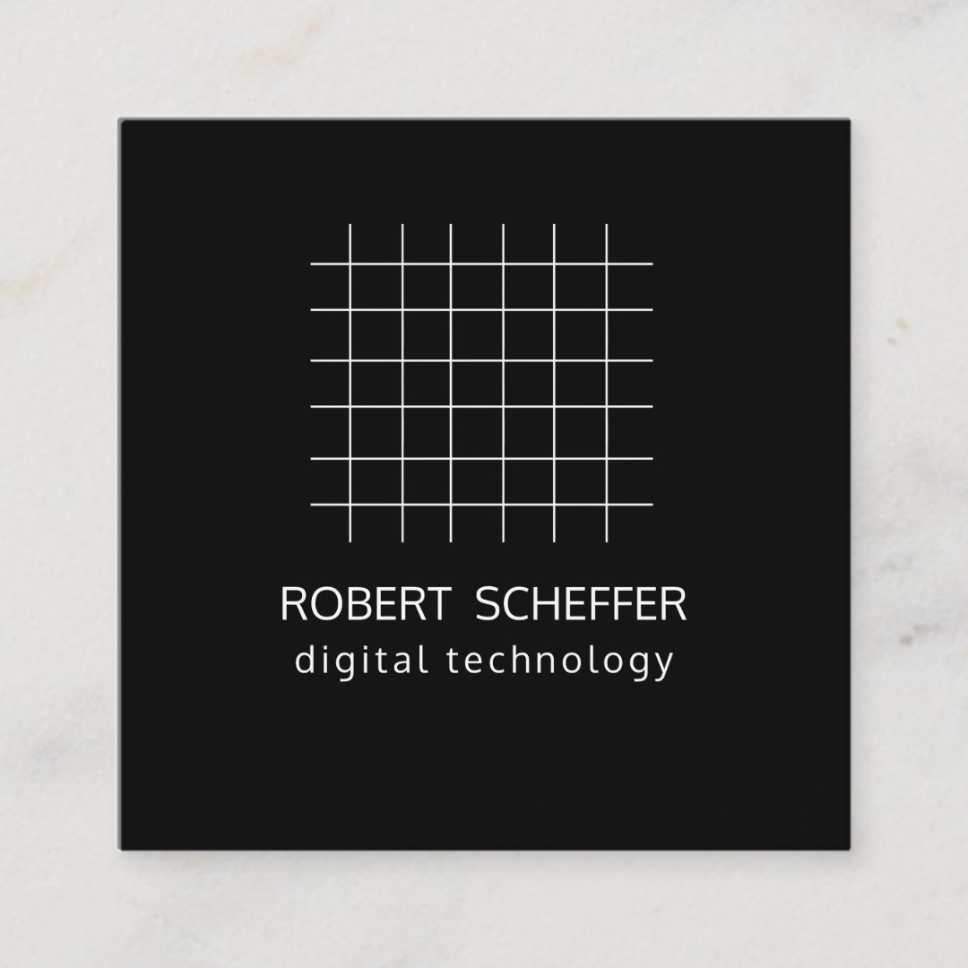 Professional Simple Black Open Graph Space Grid Square Business Card ...