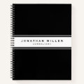 Professional Simple Black & White Gray Stripe Notebook | Zazzle