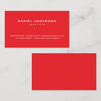 Professional simple bright red business card | Zazzle