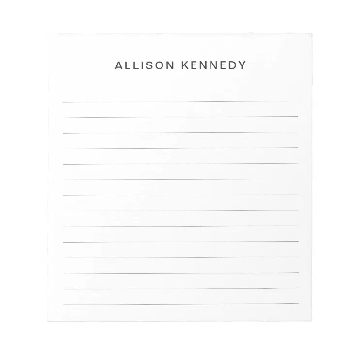 Professional Simple Classic Modern Basic Gray Notepad | Zazzle