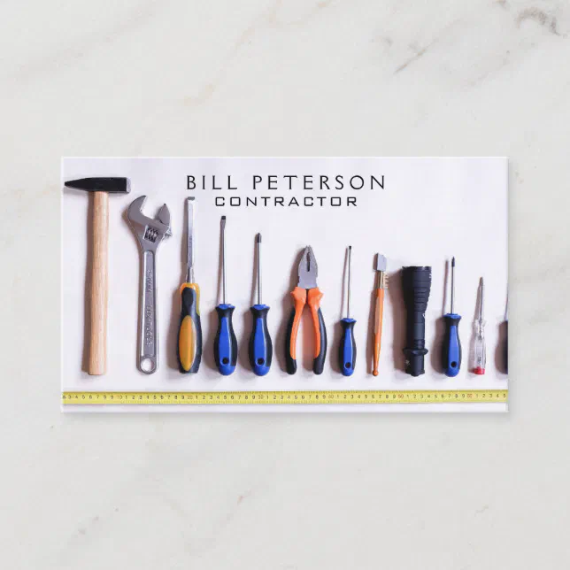 Professional Simple Construction Contractor Tools Business Card | Zazzle
