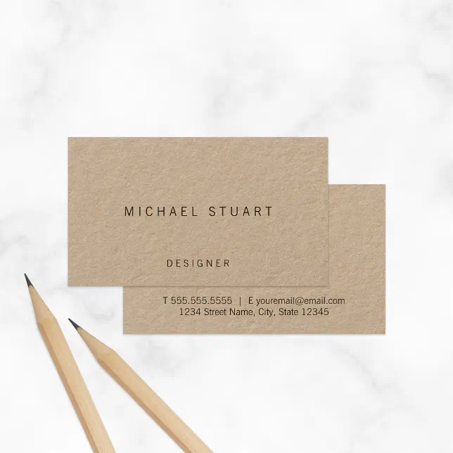 Professional Simple Minimalist Kraft Paper Business Card | Zazzle