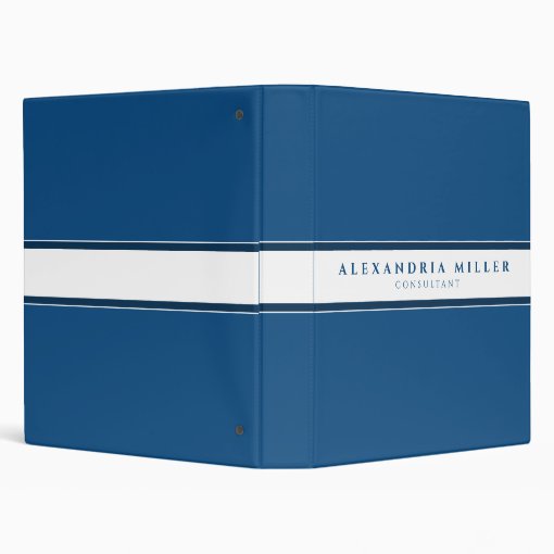 Professional Simple Modern Blue White Stripe 3 Ring Binder | Zazzle