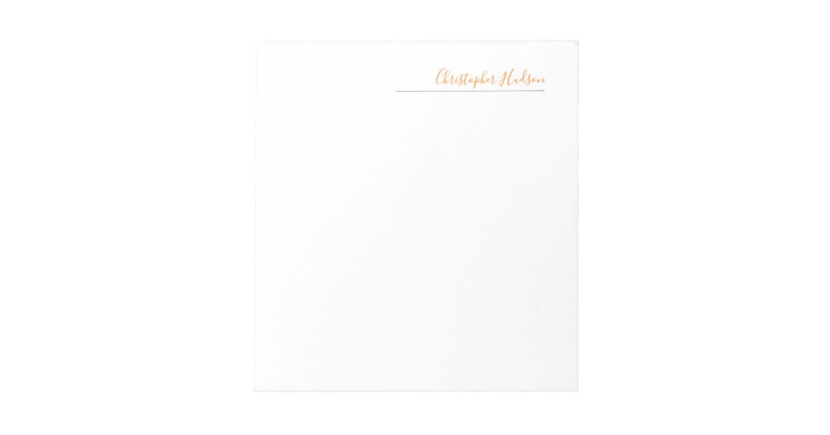 Professional Simple Plain Calligraphy Name Notepad | Zazzle