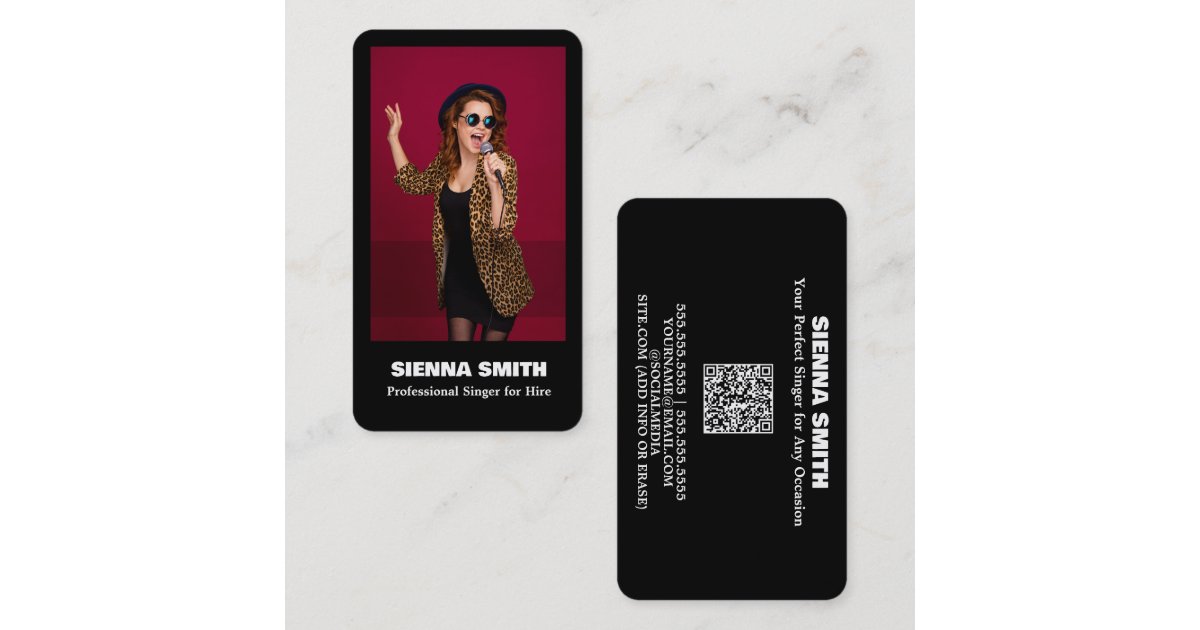 Professional Singer Custom QR Business Card | Zazzle
