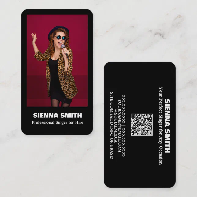 Professional Singer Custom QR Business Card | Zazzle
