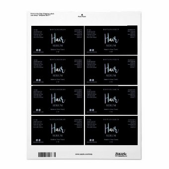 Professional Sleek Black Hair Serum Labels | Zazzle