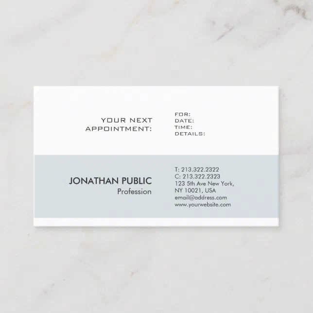 Professional Sleek Chic Appointment Reminder Plain | Zazzle