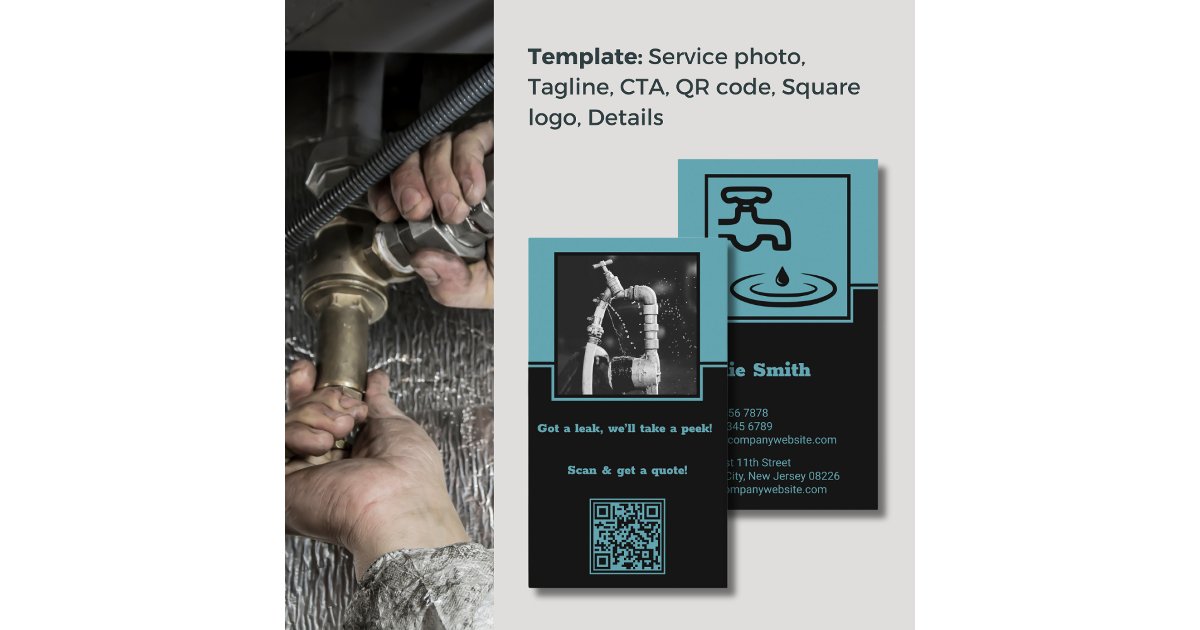 Professional Slogan Blue Plumber Business Card | Zazzle