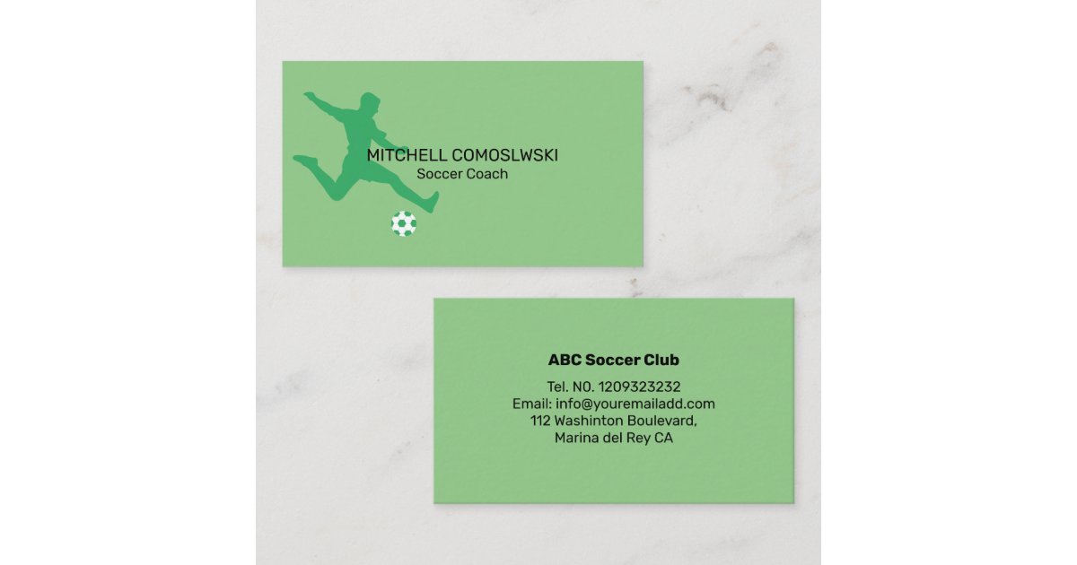 Professional Soccer Coach Business Card | Zazzle