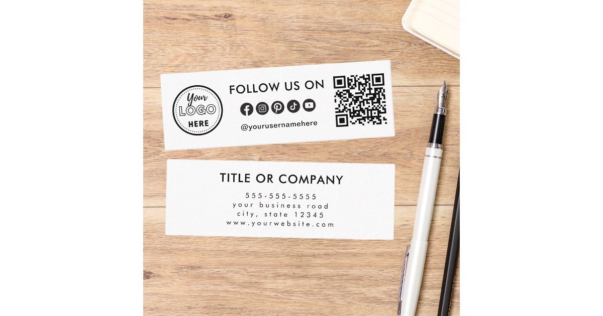 Professional Social Media Logo Follow Me Qr Code Mini Business Card ...