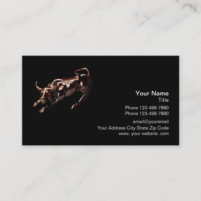 Professional Stock Trader Wall Street Bull Business Card | Zazzle.com